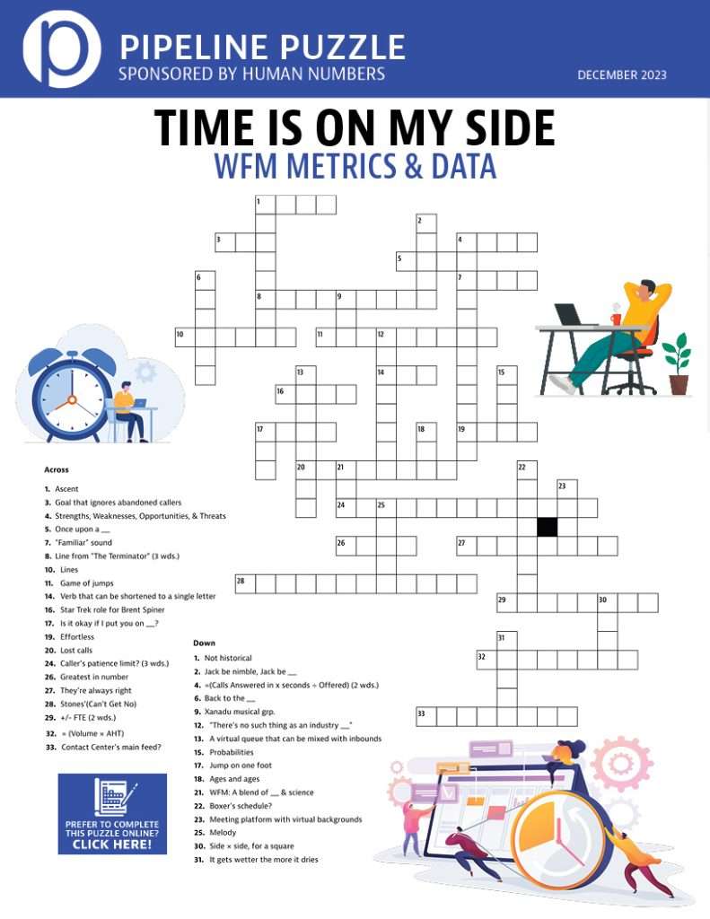 December Pipeline Puzzle: Time Is on My Side | Contact Center Pipeline Blog